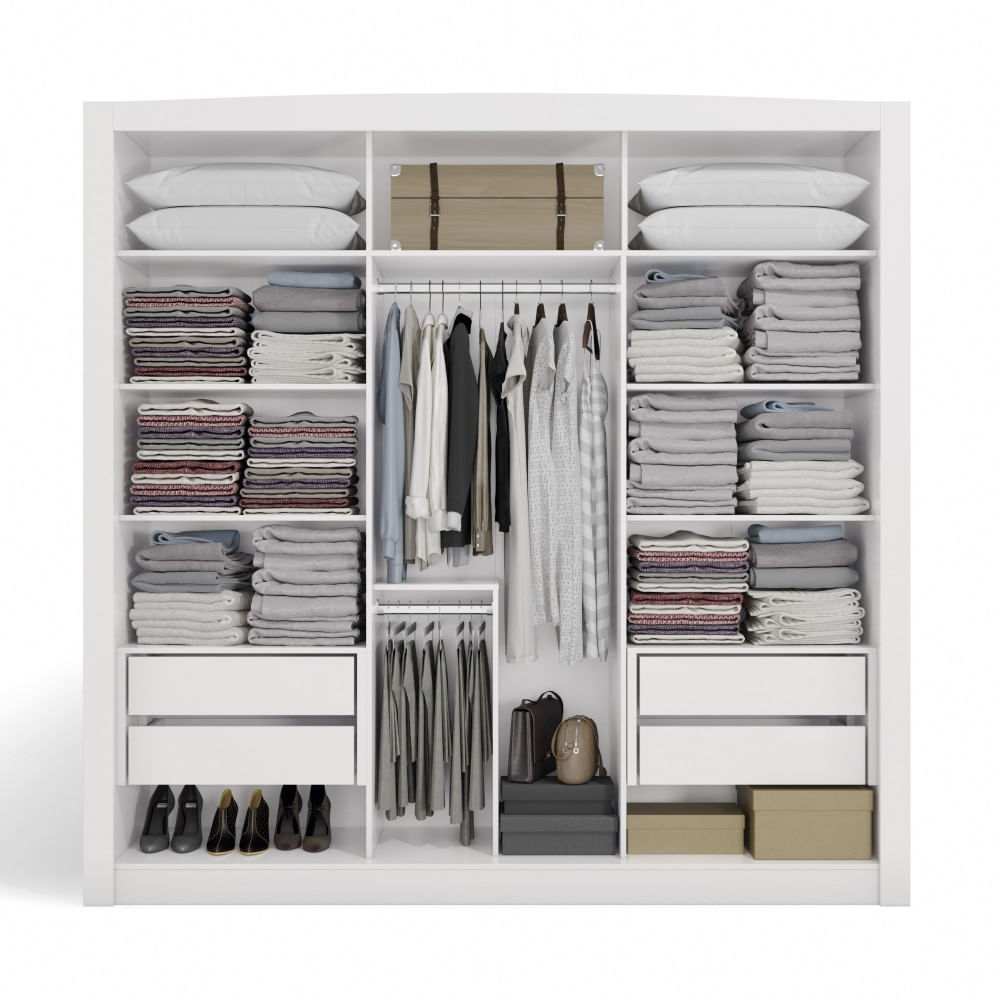 Guarda Roupa Grande Casal Armário Roupeiro 224 cm 2 Portas 4 Gavetas 7 ...