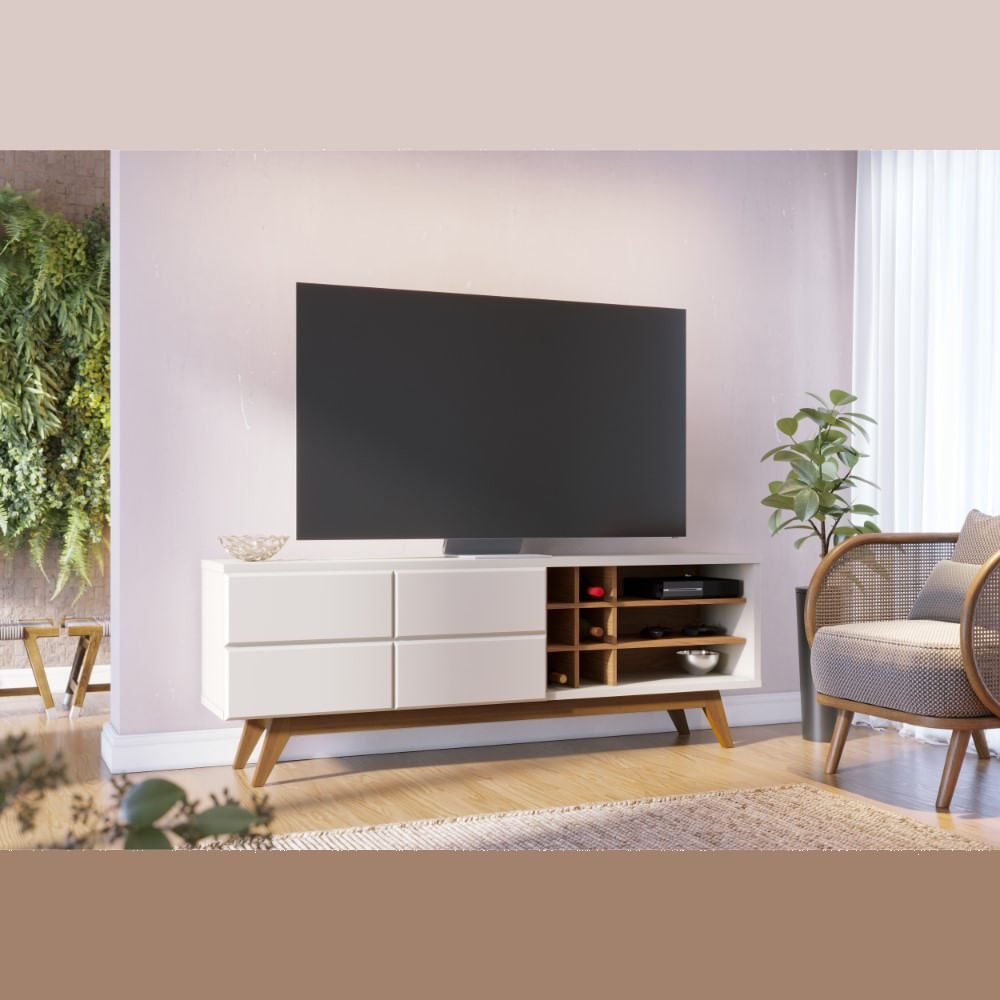 Rack Para TV Até 75 Polegadas 2 Portas 2 Prateleiras Nichos Sala Off ...