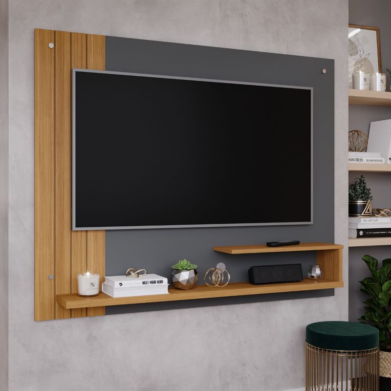 Painel para TV até 50 Polegadas Dunas Permobili 1 Prateleira Grafite Nature