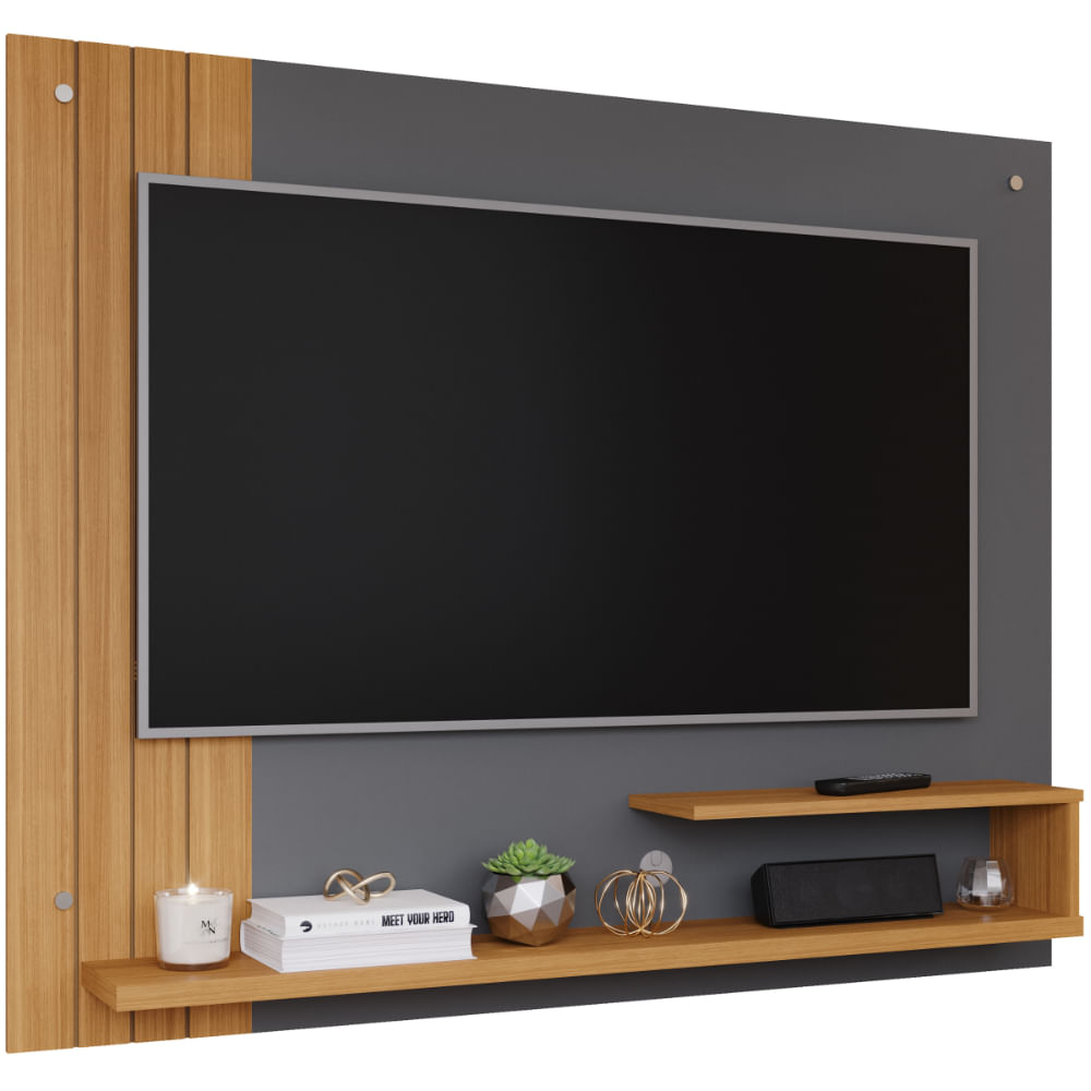 Painel para TV até 50 Polegadas Dunas Permobili 1 Prateleira Grafite Nature