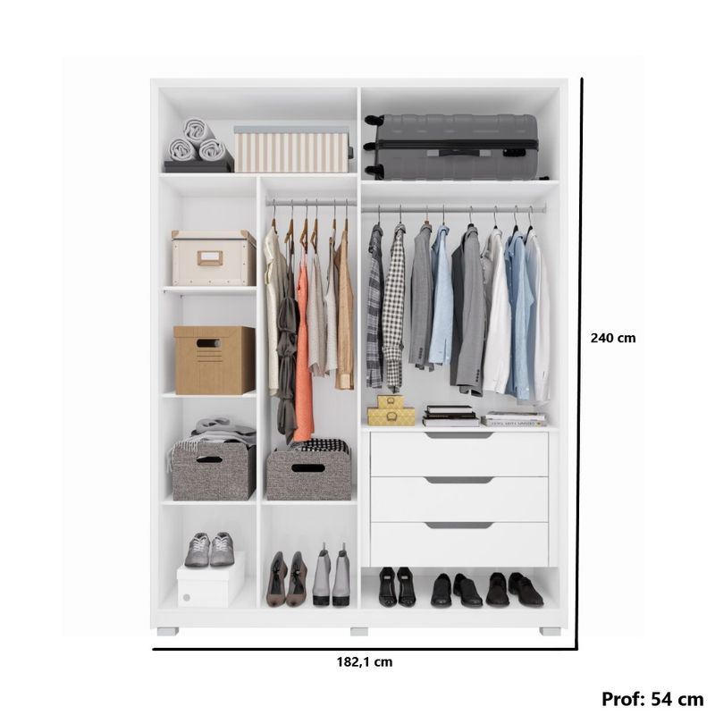 Guarda Roupa Com 4 Portas e 3 Gavetas Itaparica MDF Móveis Rimo Branco ...