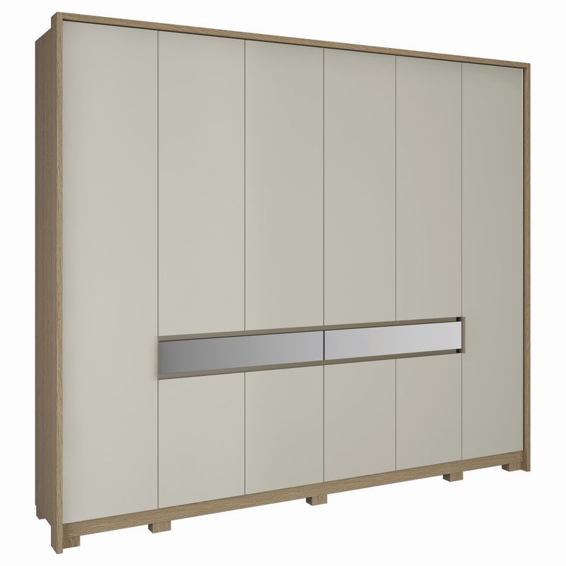 Guarda Roupa 10 Portas e Espelho Regência MDF Móveis Rimo Marrom Off White